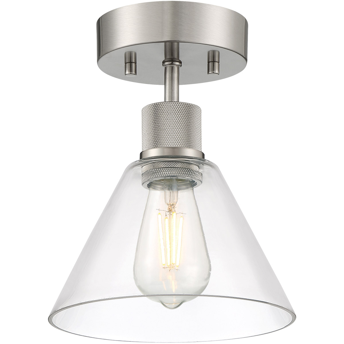 Access 63146LEDDLP-BS/CLR Port Nine LED 8 inch Brushed Steel Semi-Flush ...