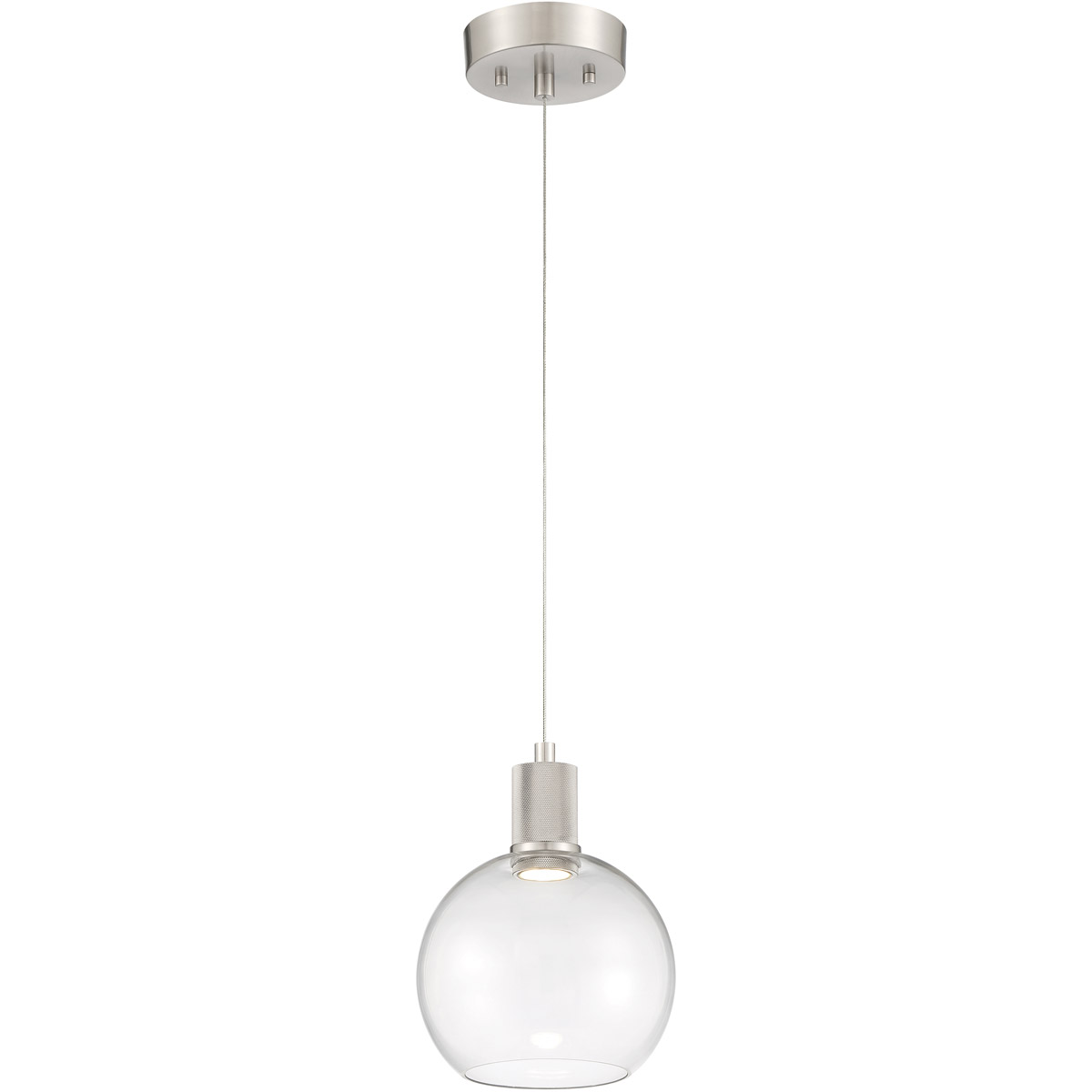 Port Nine LED 7.5 inch Brushed Steel Pendant Ceiling Light in Clear
